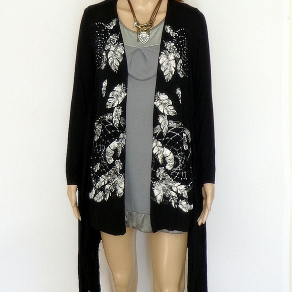 Vocal | Sweaters | Vocal Long Fringes Crystals Print New Cardigan ...